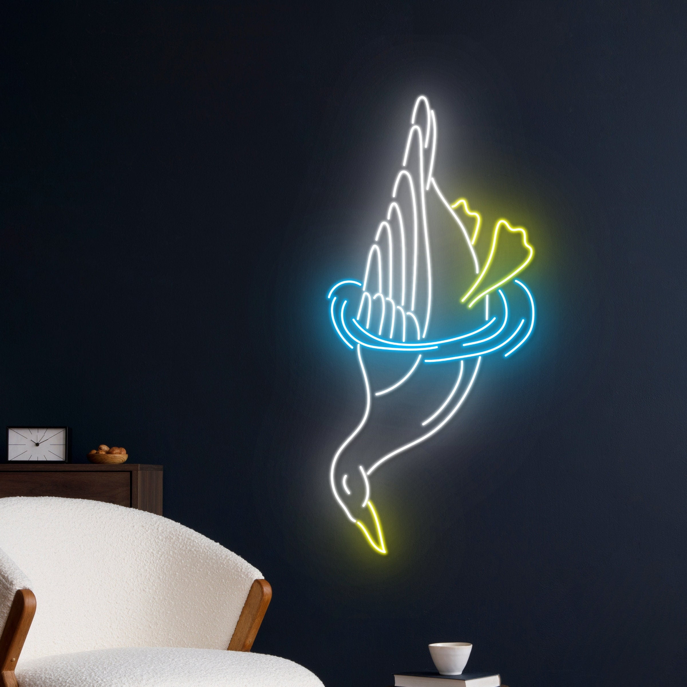 Handmadetneonsign Duck Diving Neon Light, Diving Duck Led Light, Duck ...