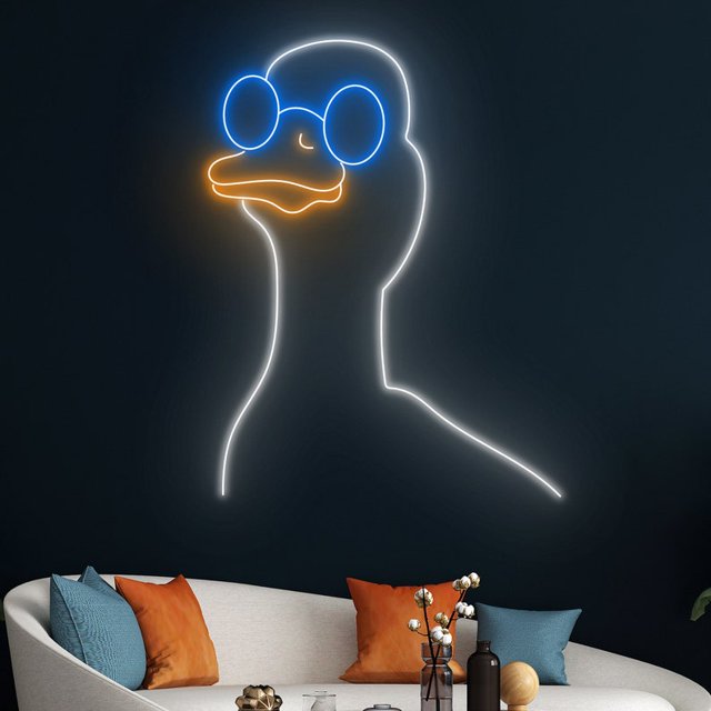 Handmadetneonsign Duck Glasses Neon Light, Glass Duck Led Light, Duck ...
