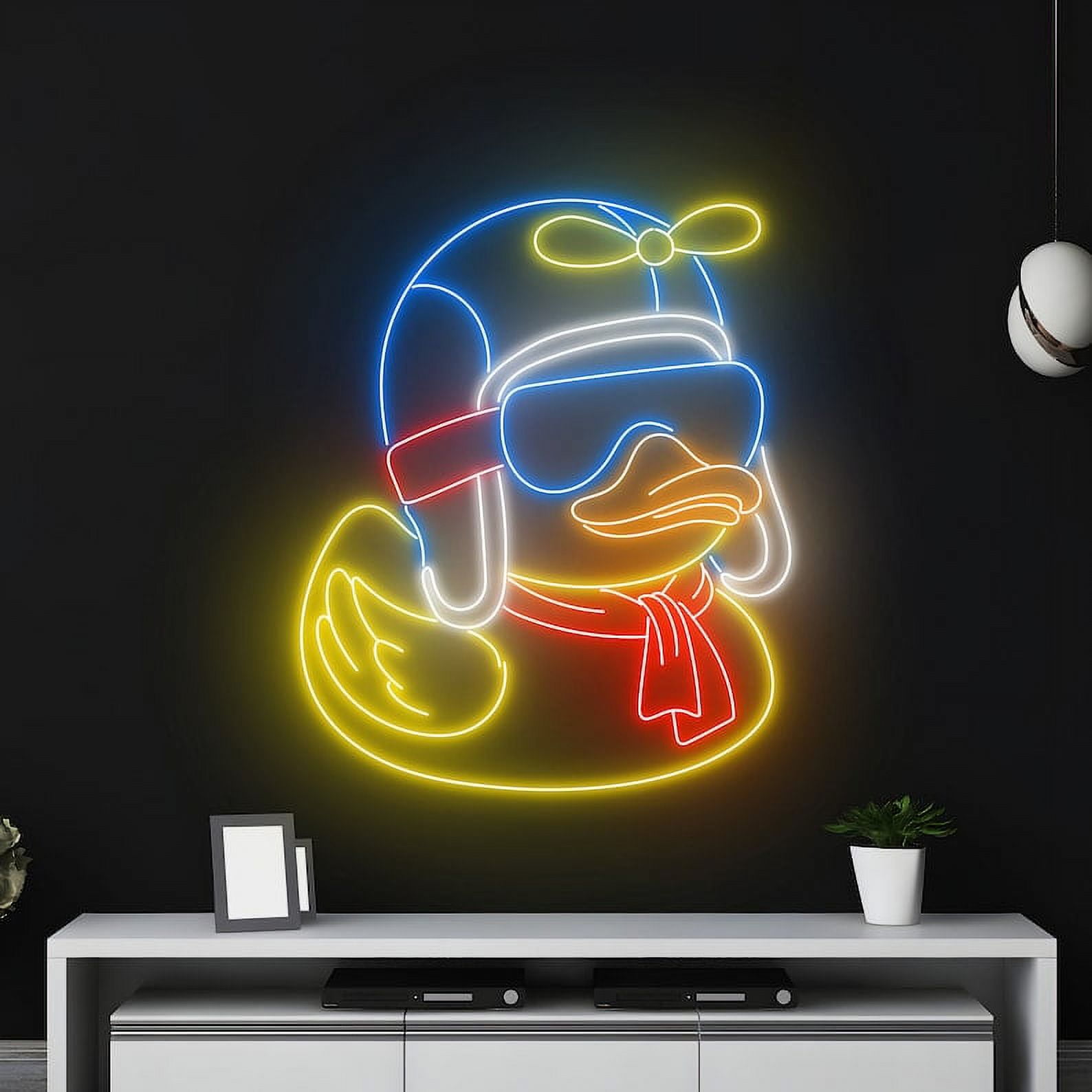 Handmadetneonsign Duck Pilot Neon Sign, Cute Duck Wall Art Decor, Duck ...