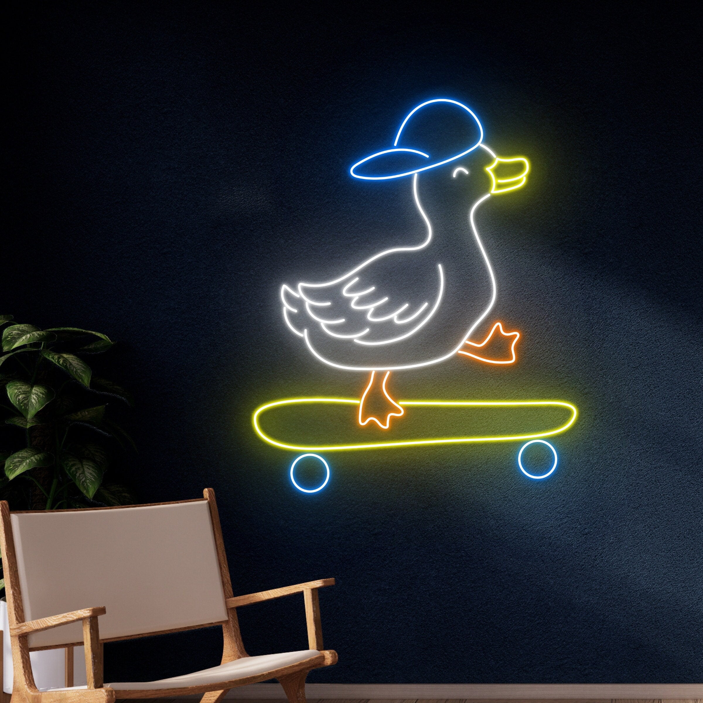 Handmadetneonsign Duck Skateboarding Neon Sign, Skateboard Duck Led ...