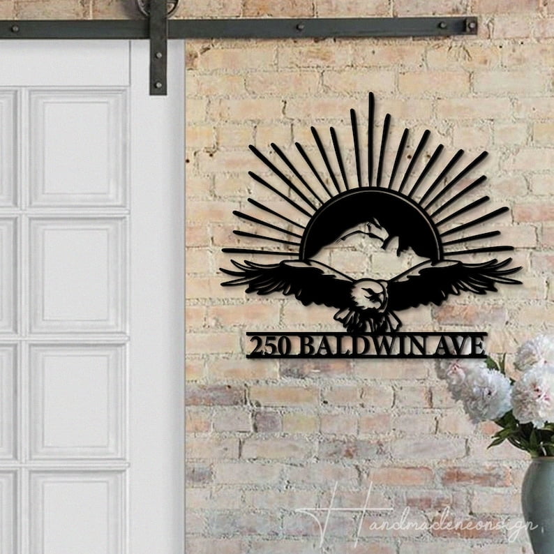 Handmadetneonsign Eagle House Number Metal Wall Art LED Light ...