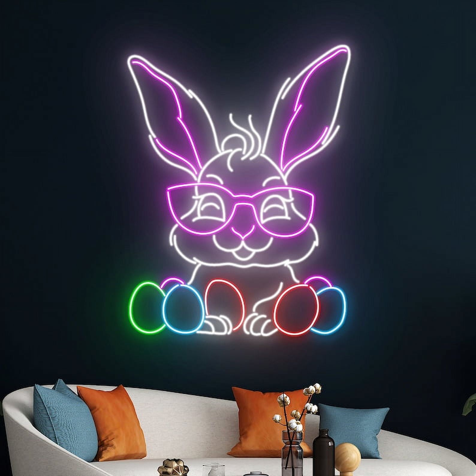 Handmadetneonsign Easter Rabbit Egg Neon Sign, Easter Bunny Egg Led ...