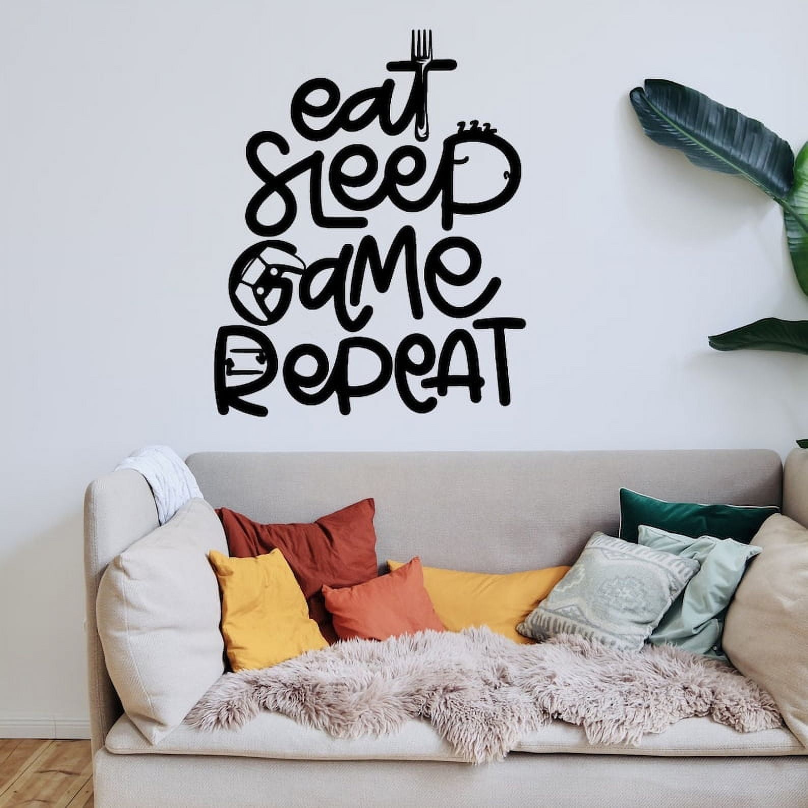 Handmadetneonsign Eat Sleep Game Repeat Words Metal Wall Art Light ...