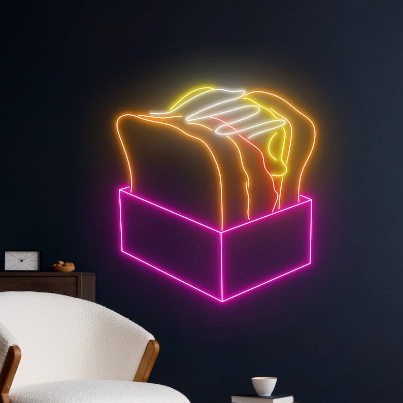 Handmadetneonsign Egg Drop Sandwich Neon Sign, Sandwich Wall Art Decor ...
