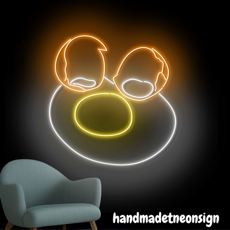 Handmadetneonsign Egg Neon Wall Sign, Egg Fried Wall Art Decor, Food ...