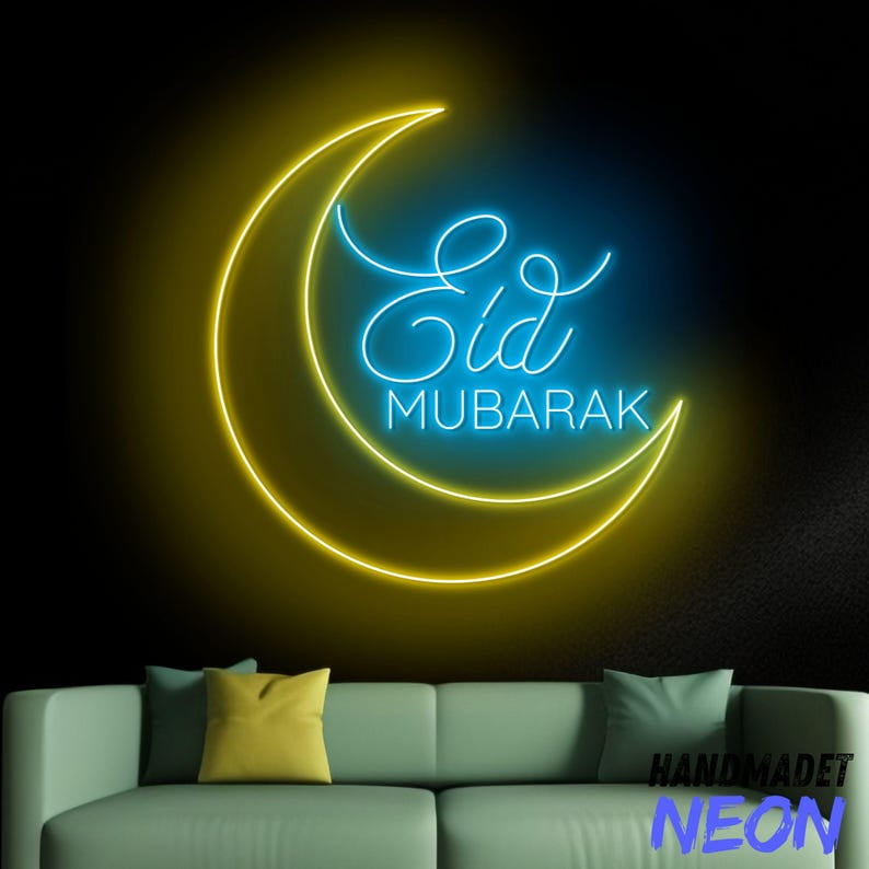 Handmadetneonsign Eid Mubarak Neon Sign, Eid Mubarak Moon Led Sign ...