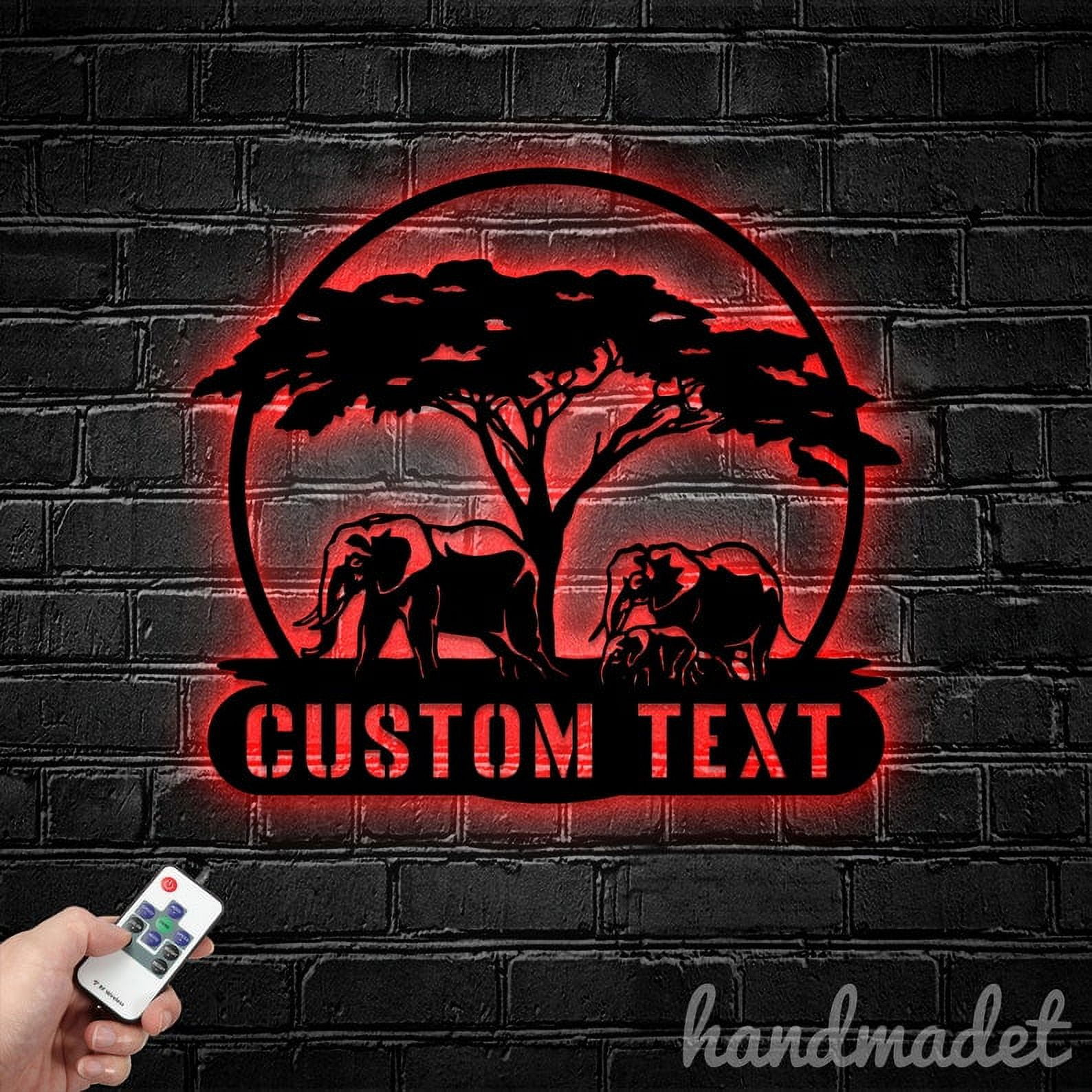 Handmadetneonsign Elephants Metal Wall Art Light, Elephants Metal Sign ...