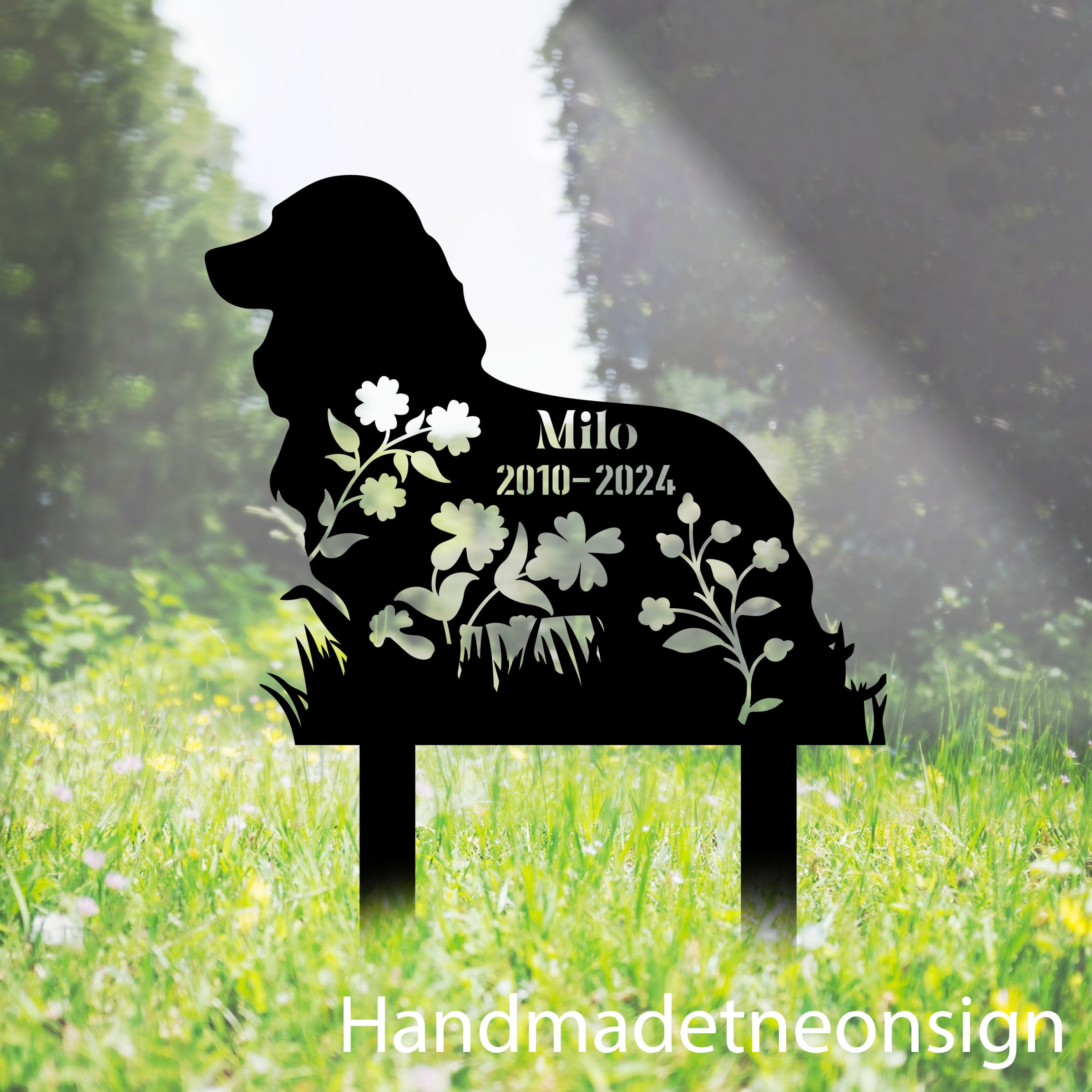 Handmadetneonsign English Cocker Spaniel Metal With Stake, Dog Pet ...