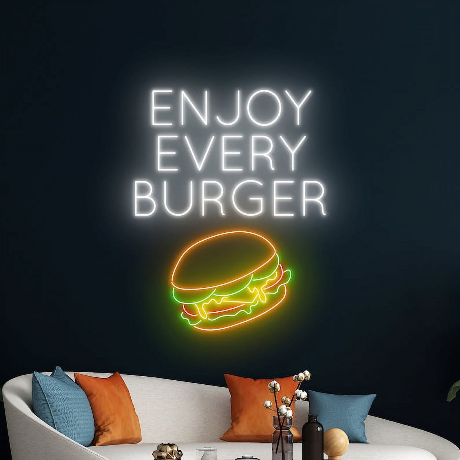 Handmadetneonsign Enjoy Every Burger Neon Sign, Burger LED Sign, Burger ...