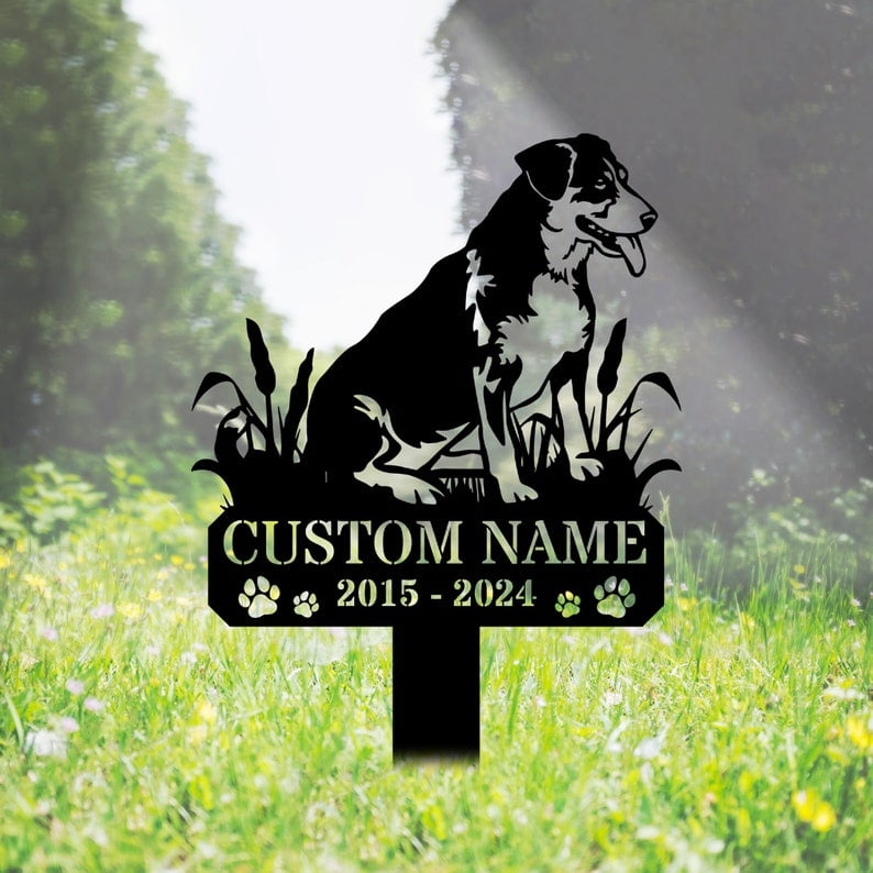 Handmadetneonsign Entlebucher Mountain Dog Memorial Metal With Stake, Mountain Metal Name Sign ...