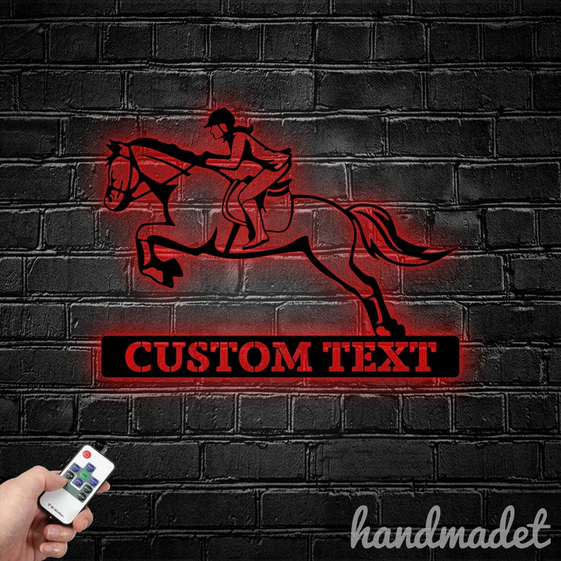 Handmadetneonsign Equestrian Metal Wall Art, Horse Metal Sign Wall ...