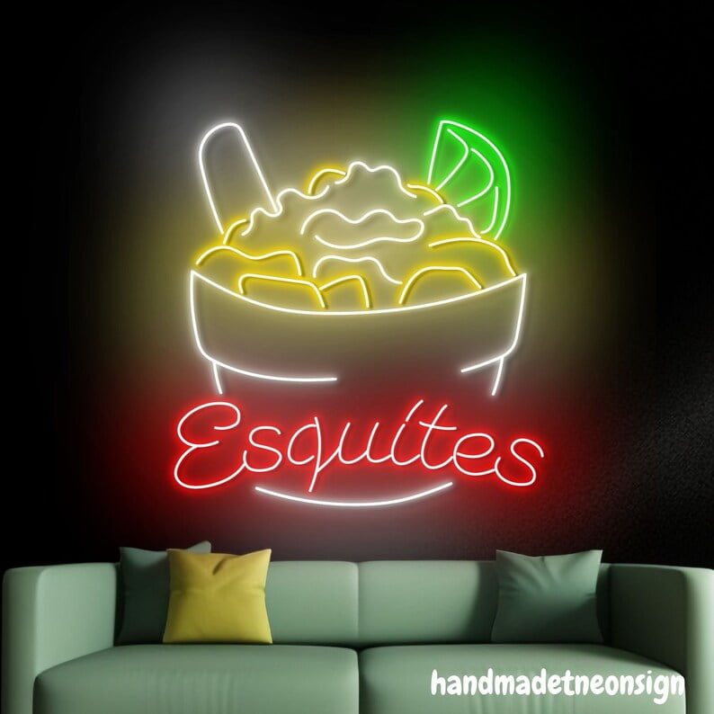 Handmadetneonsign Esquites Cocktail Neon Sign, Mexico Food Wall Art ...