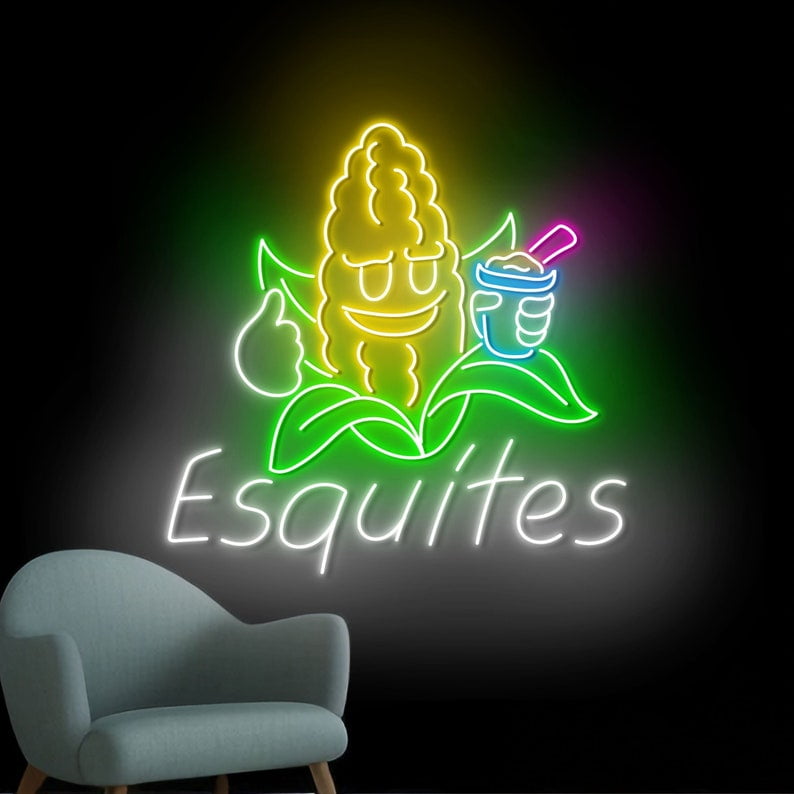 Handmadetneonsign Esquites Neon Sign, Elote En Vaso Wall Art Decor ...
