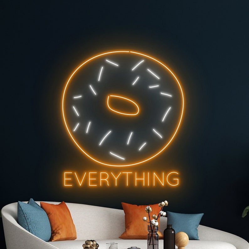 Handmadetneonsign Everything Bagel Neon Sign, Bagel Bakery Wall Art ...