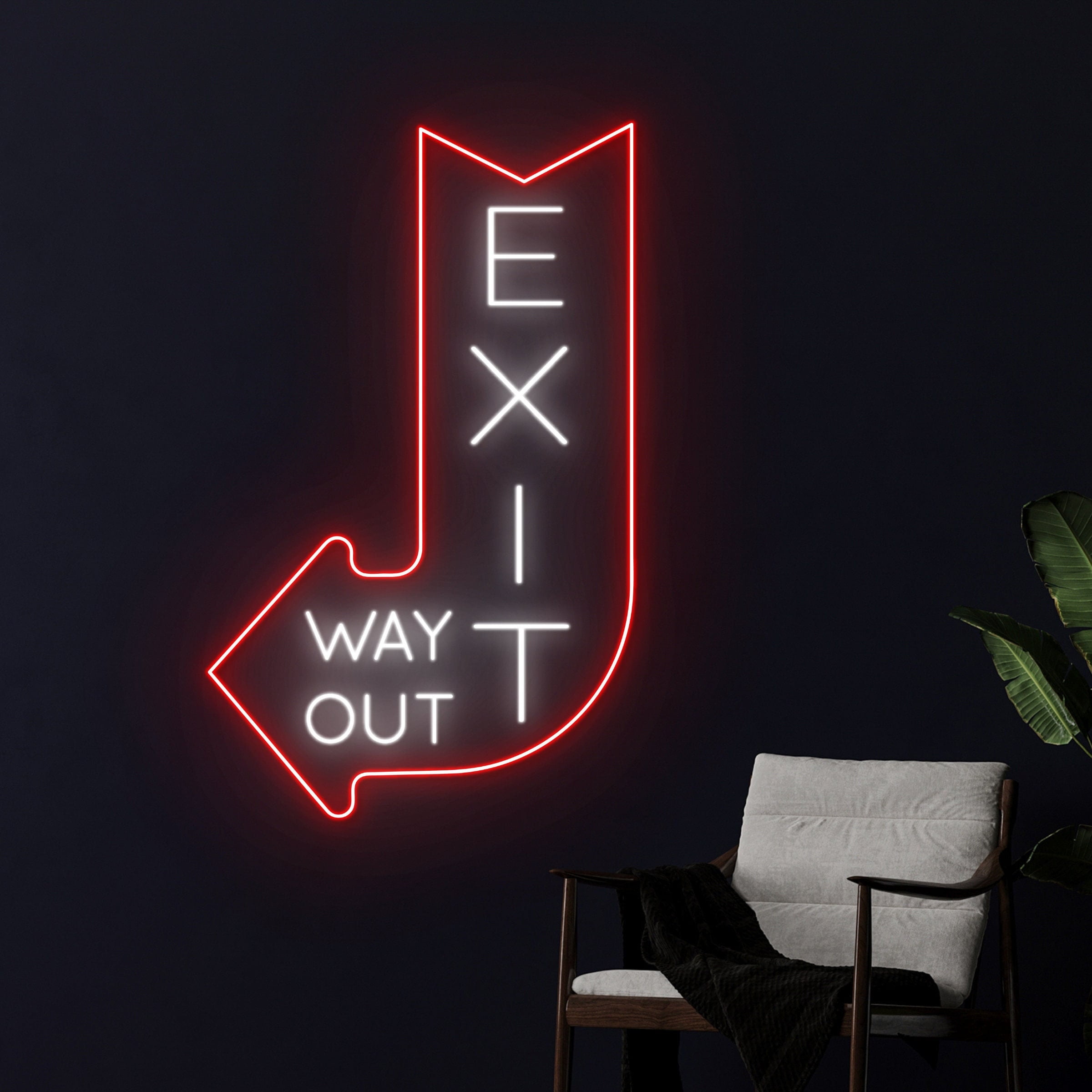 Handmadetneonsign Exit Way Out Direction Arrow Left Neon Sign, Arrow ...