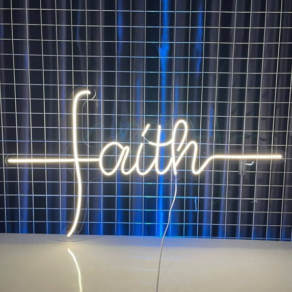 Handmadetneonsign Faith Neon Sign, Faith Jesus Wall Art Decor, Faith ...