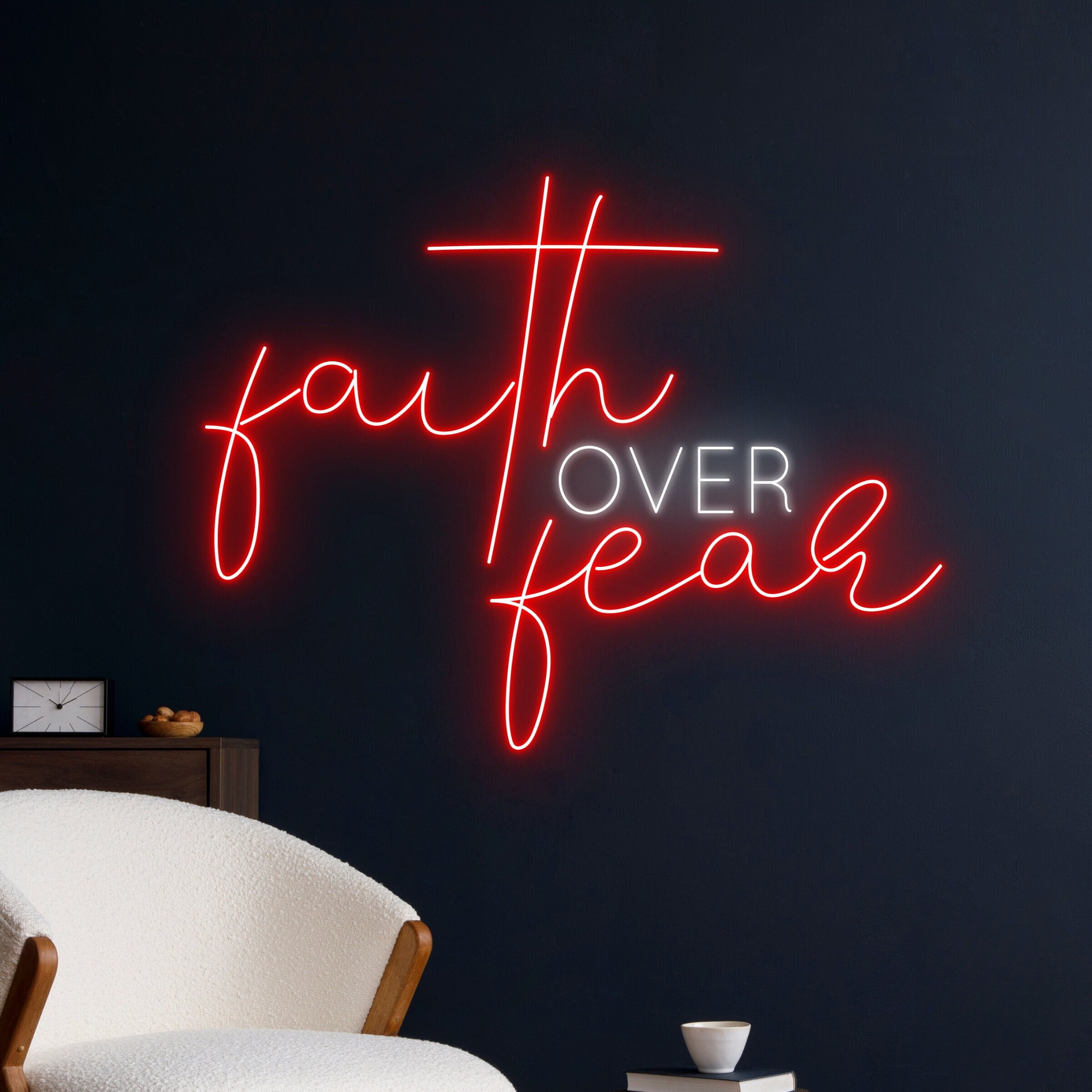 Handmadetneonsign Faith Over Fear Neon Sign, Faith Led Sign, Jesus ...