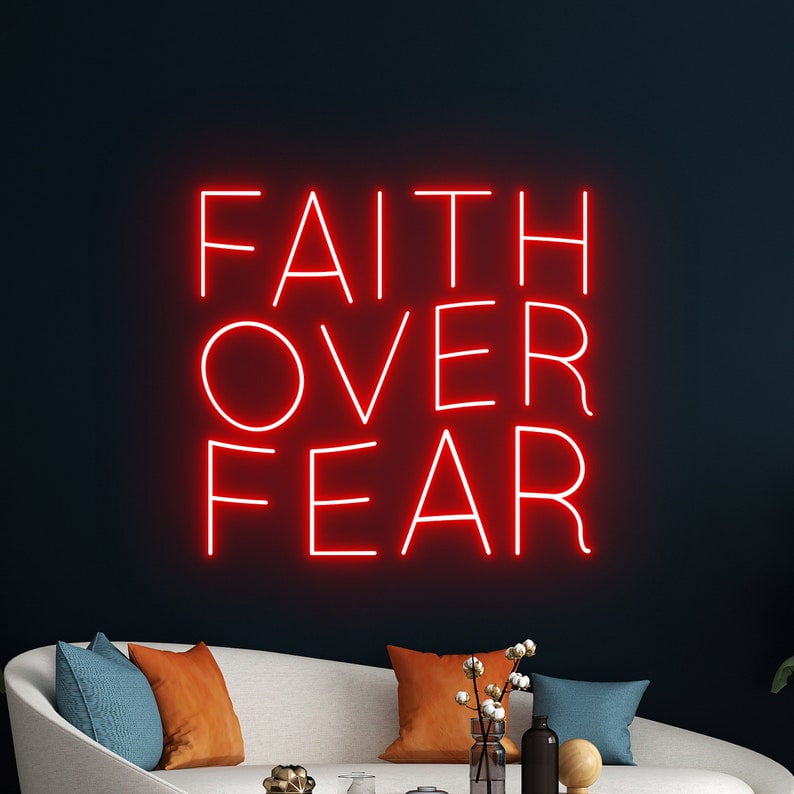 Handmadetneonsign Faith Over Fear Neon Sign, Faith Wall Art Decor ...
