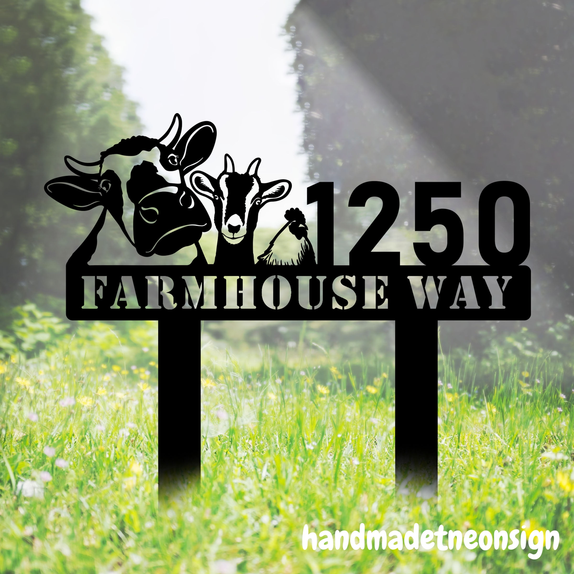 Handmadetneonsign Farm Animals Metal With Stake, Farmhouse Outdoor ...