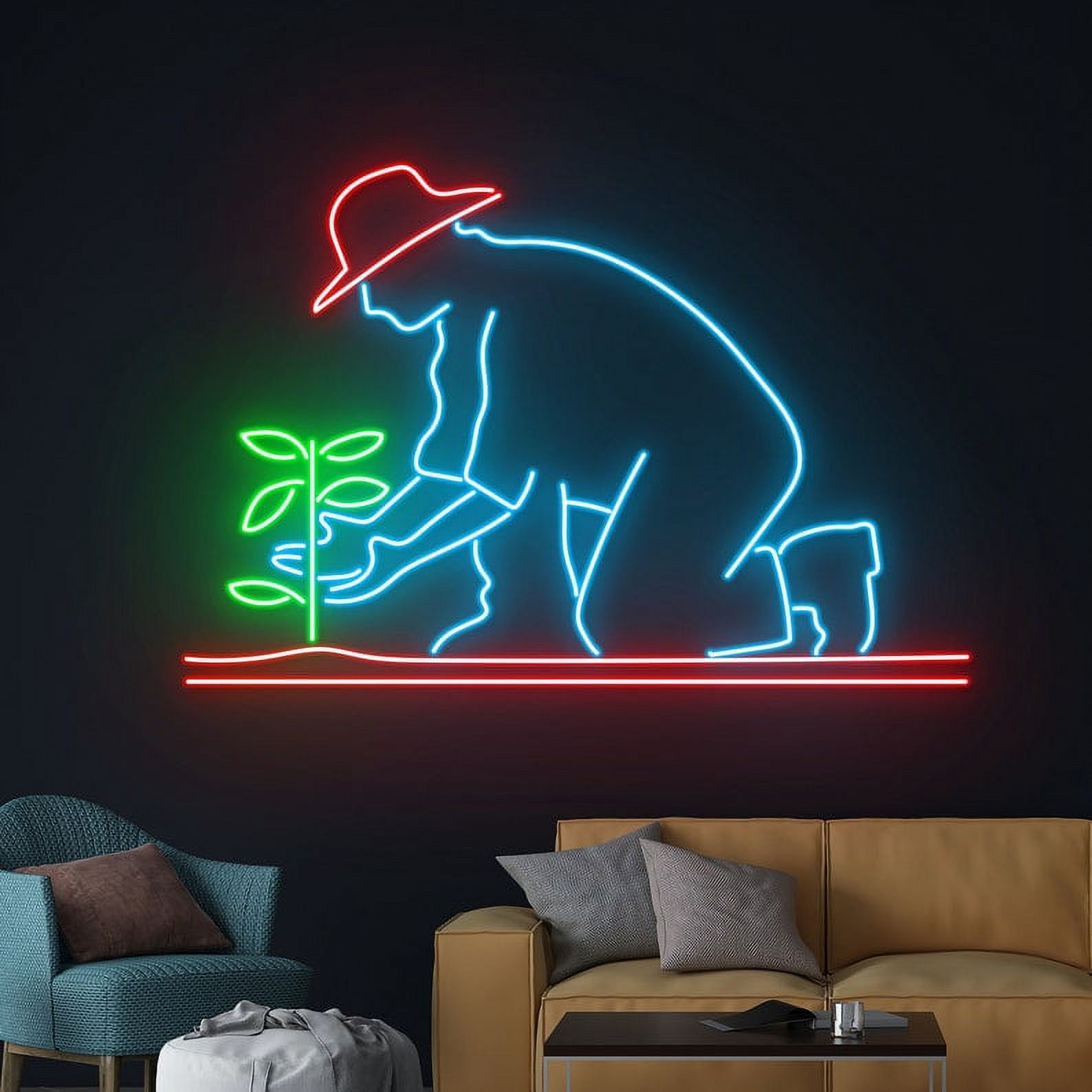 Handmadetneonsign Farmer Plant The Tree Neon Sign, Farmer LED Sign ...