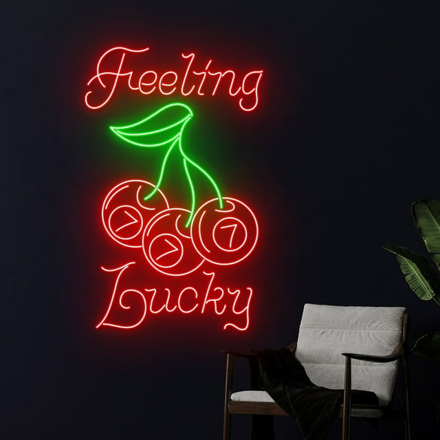 Handmadetneonsign Feeling Lucky 777 Cherry Led Sign, 777 Cherry Neon ...