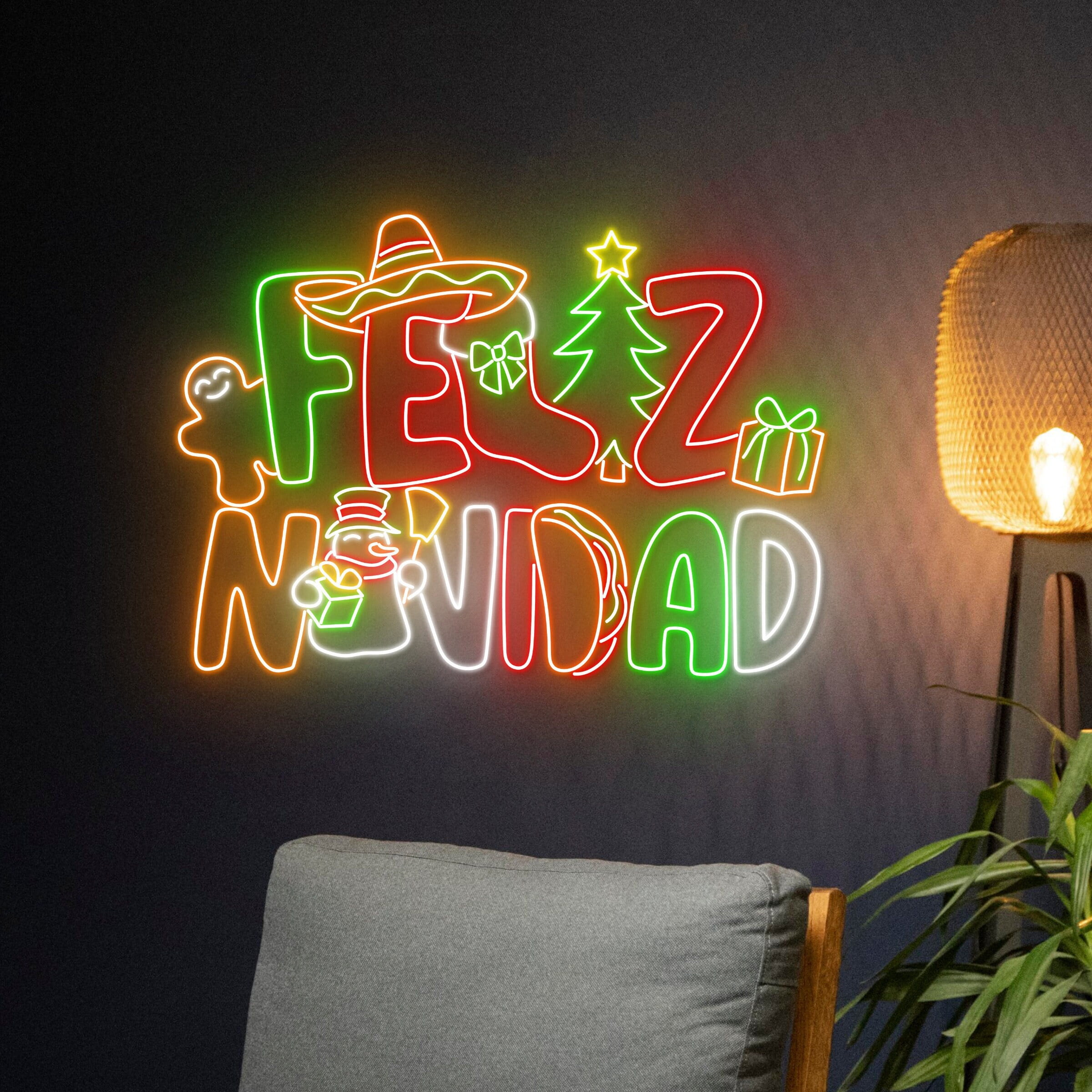 Handmadetneonsign Feliz Navidad Neon Sign, Merry Christmas Led Sign ...