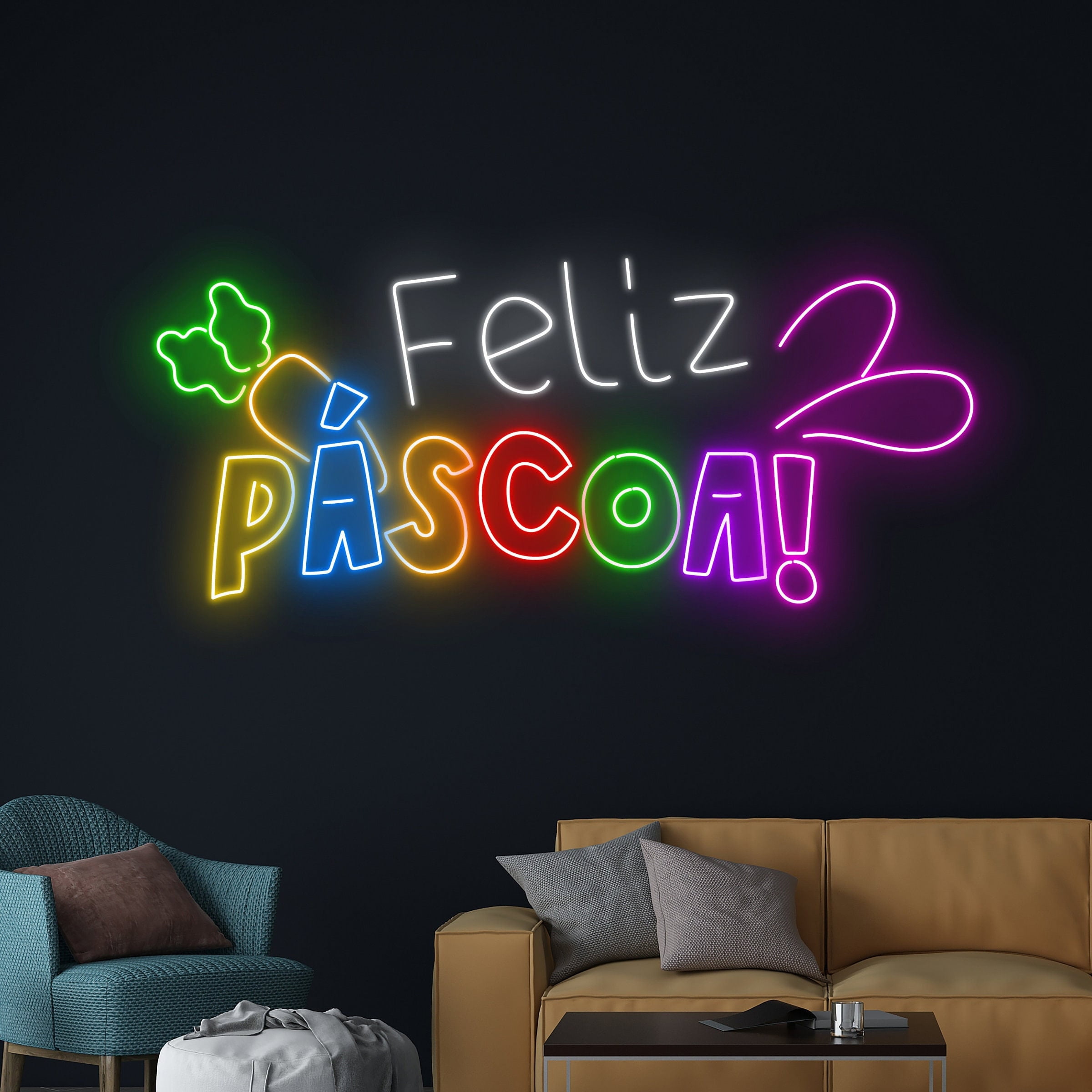 Handmadetneonsign Feliz Páscoa Neon Sign, Feliz Páscoa Led Sign, Happy Easter Neon Light ...