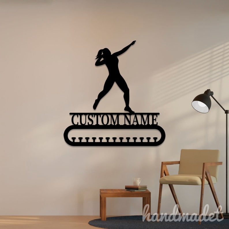 Handmadetneonsign Female Shot Put Medal Hanger Metal Wall Art Light ...