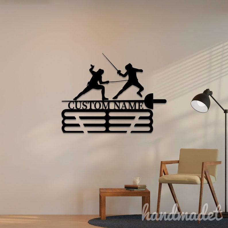 Handmadetneonsign Fencing Combat Medal Hanger Metal Wall Art Light ...