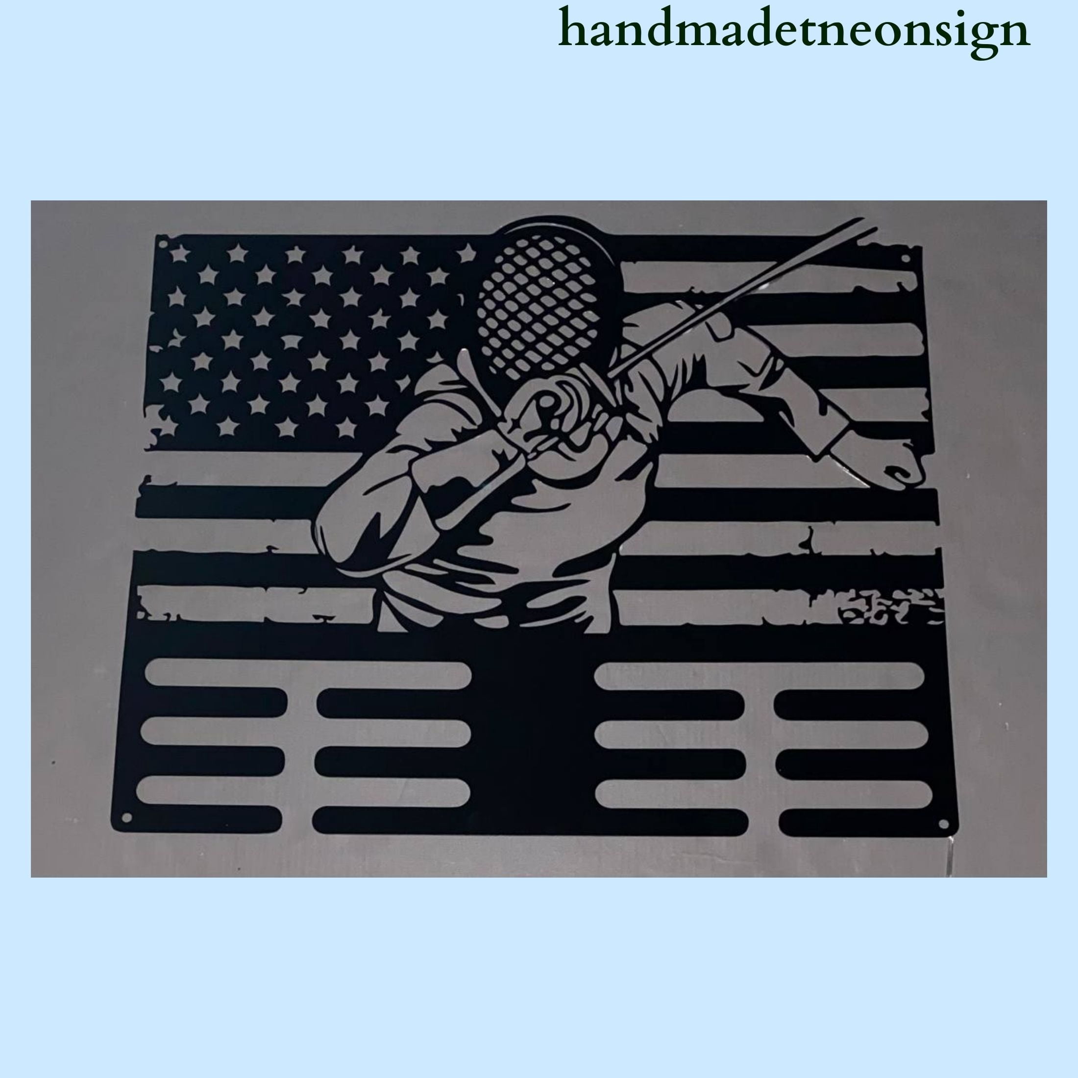 Handmadetneonsign Fencing Medal Hanger, US Flag Fencing Metal Holder ...