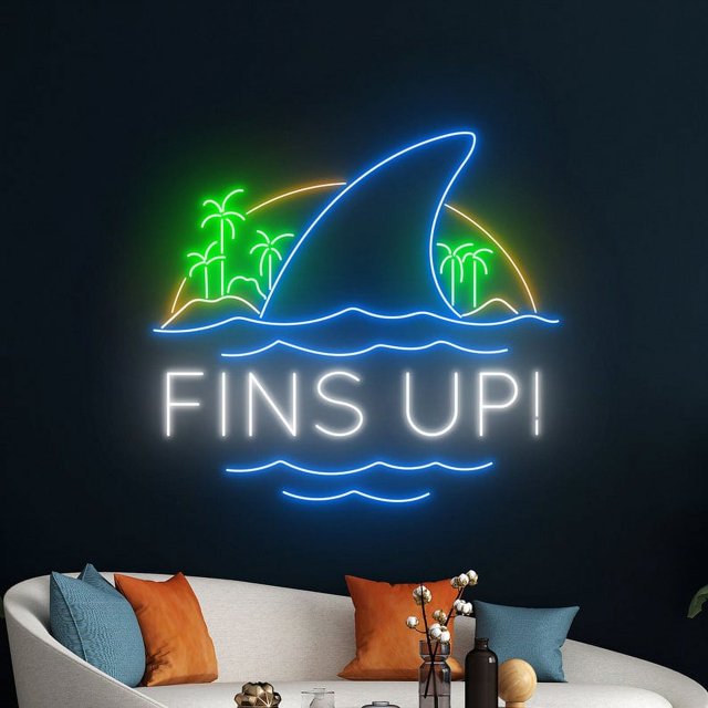 Handmadetneonsign Fins Up Dolphin Neon Light, Dolphin Led Light ...