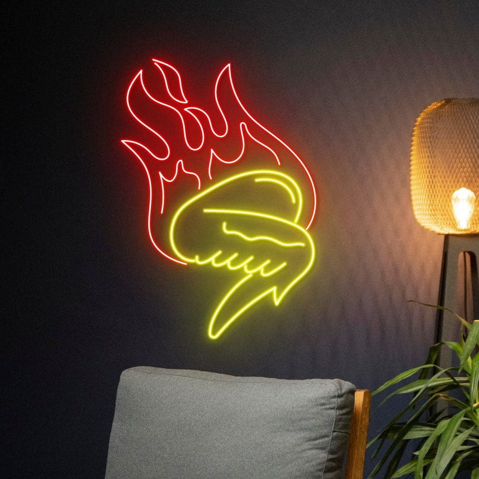 Handmadetneonsign Fire Chicken Wing Neon Sign, Burning Fried Chicken ...
