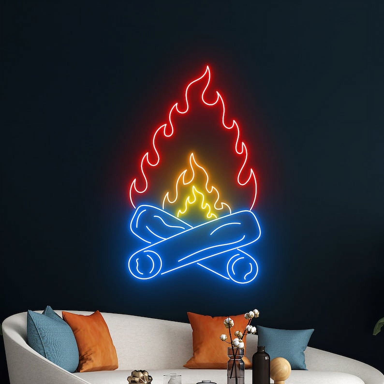 Handmadetneonsign Fire Flame Neon Sign, Flame Wall Decor, Burning ...