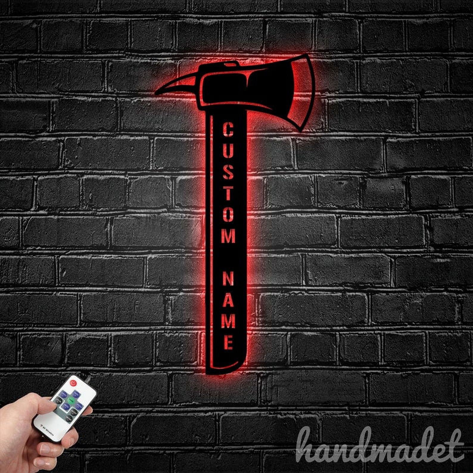 Handmadetneonsign Firefighter Metal Wall Art Light, Axe Metal Sign Wall ...