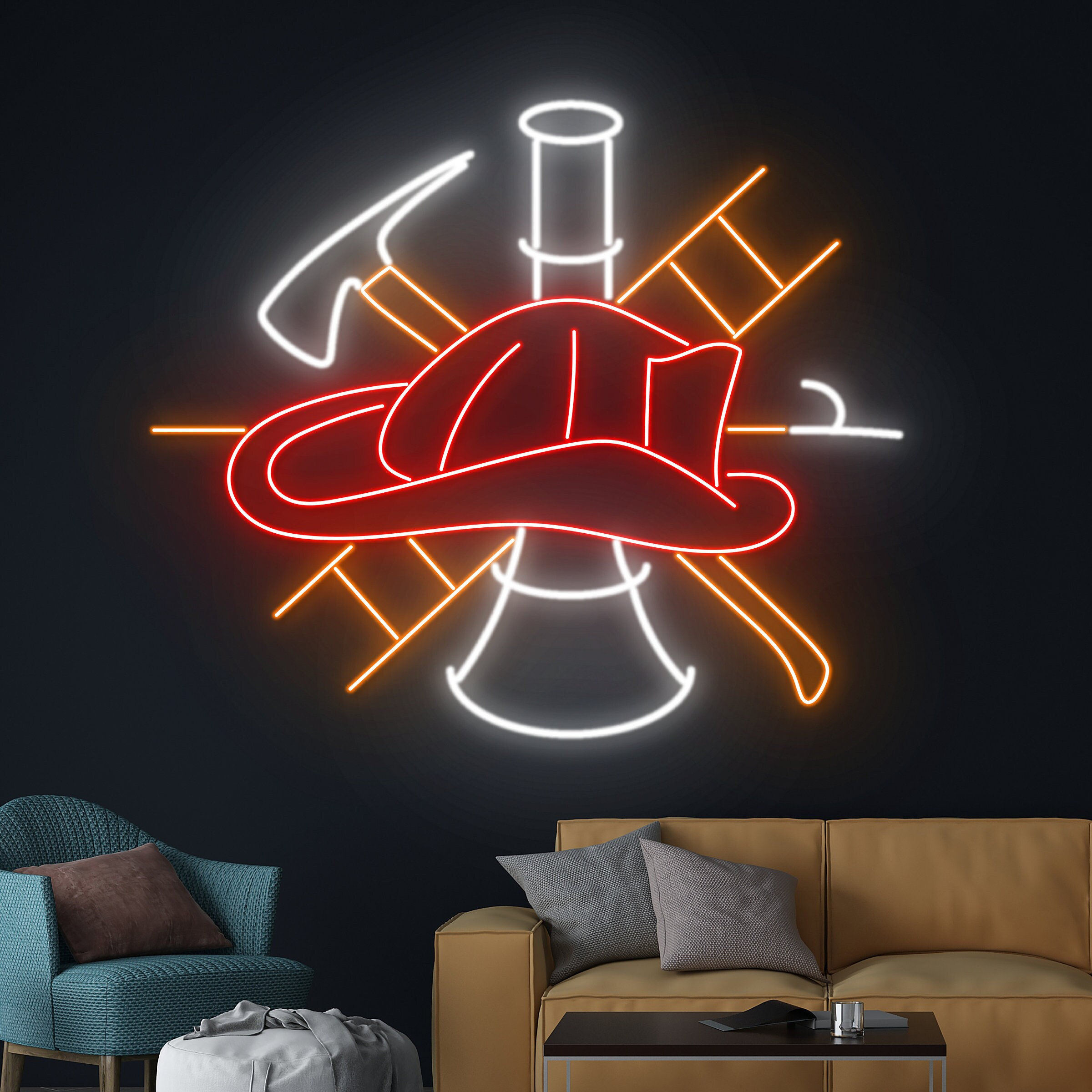 Handmadetneonsign Firefighter Neon Sign, Fireman Led Sign, Fire Fighter ...