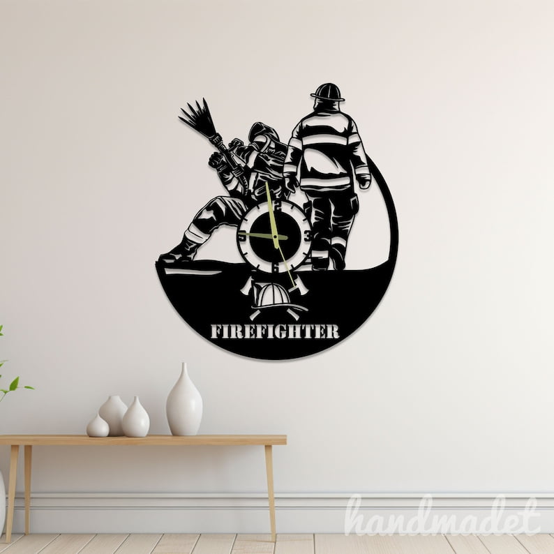 Handmadetneonsign Firefighters Wall Clock Unique, Year Date Round Wall ...
