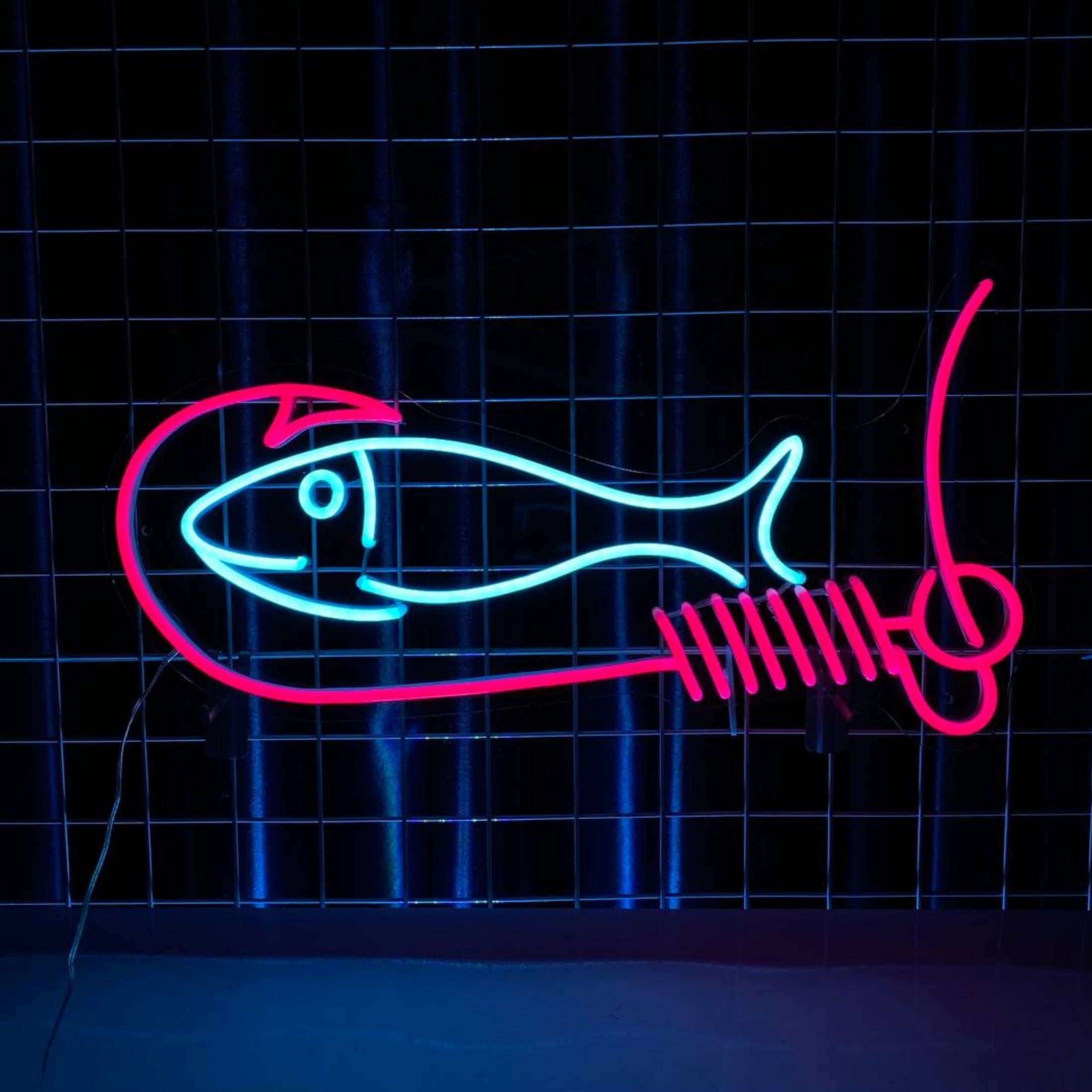 Handmadetneonsign Fish Hook Neon Sign, Fishing Wall Art Decor ...
