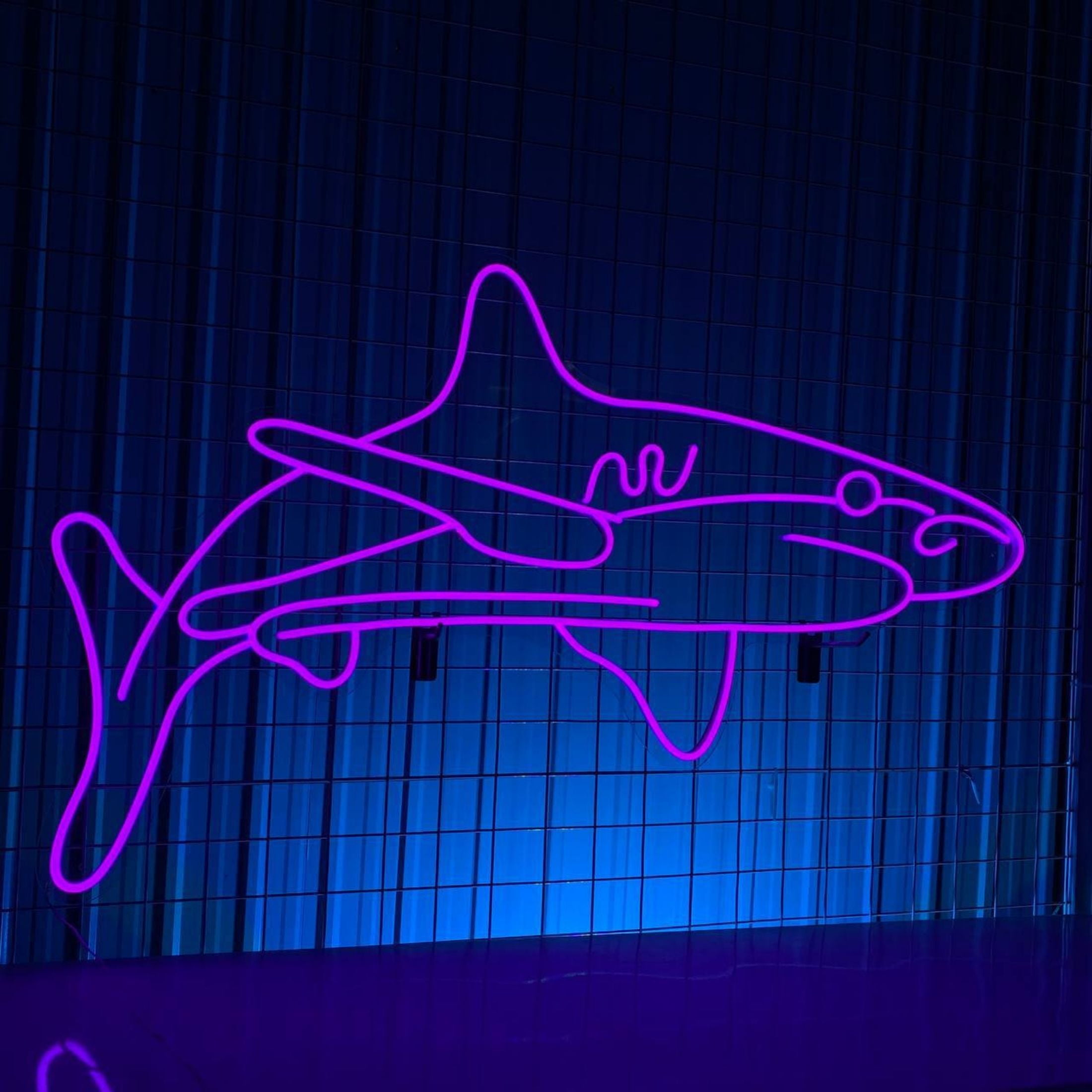 Handmadetneonsign Fish Shark Neon Sign, Shark Wall Hanging, Ocean Wall ...