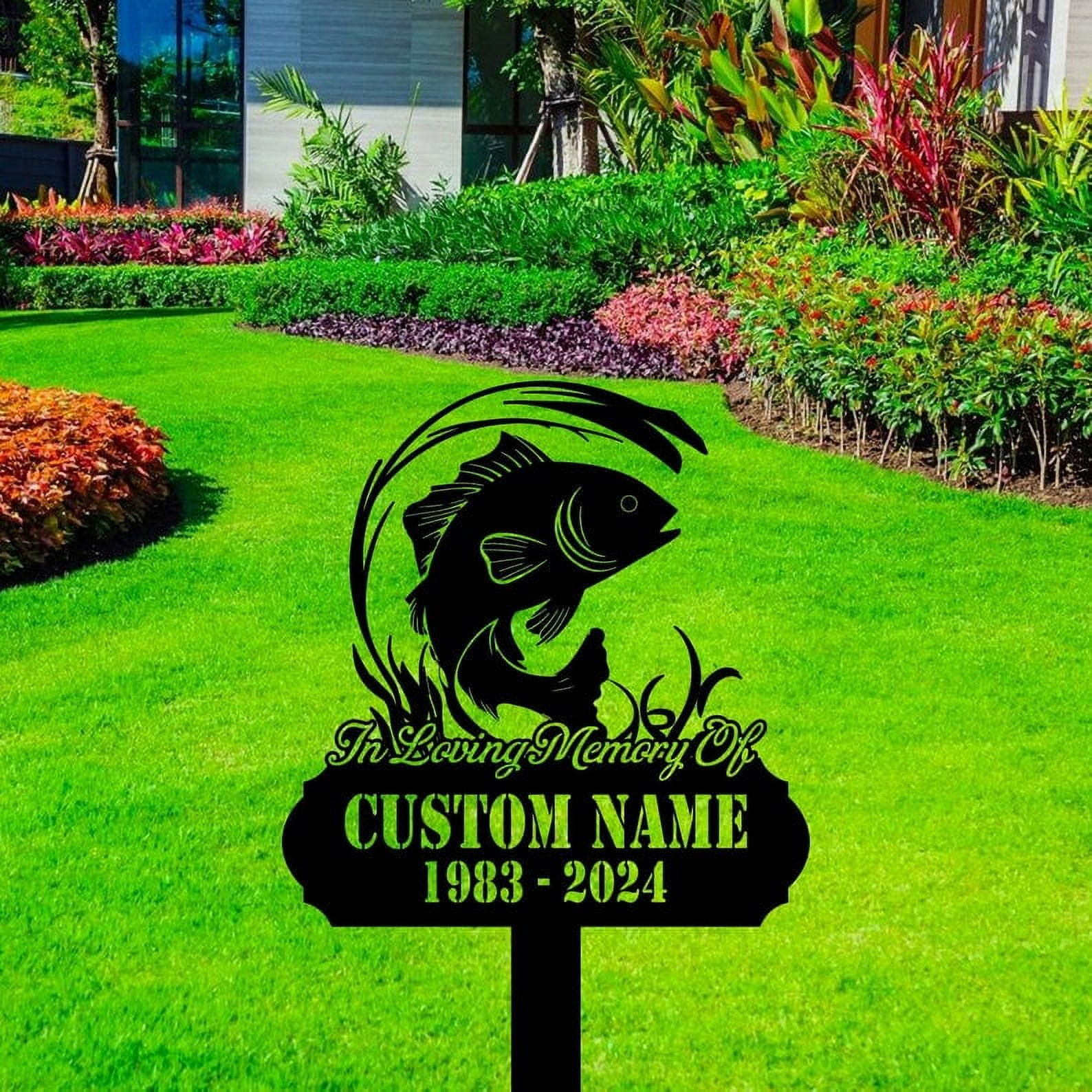 Handmadetneonsign Fish With Stake, Fish Metal Name Sign Stake, Fish ...