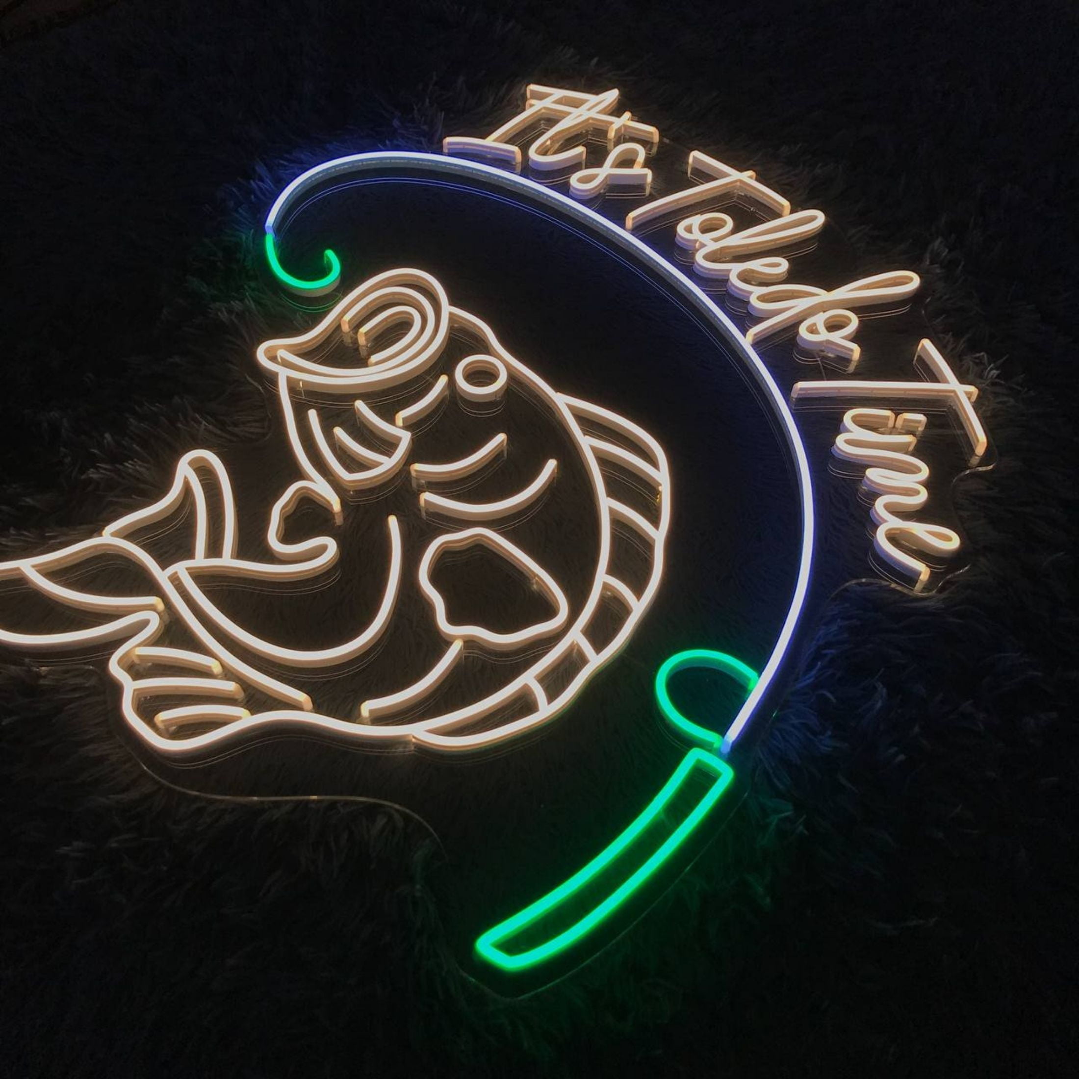 Handmadetneonsign Fishing Neon Sign, Fish On Hook Wall Art Decor ...
