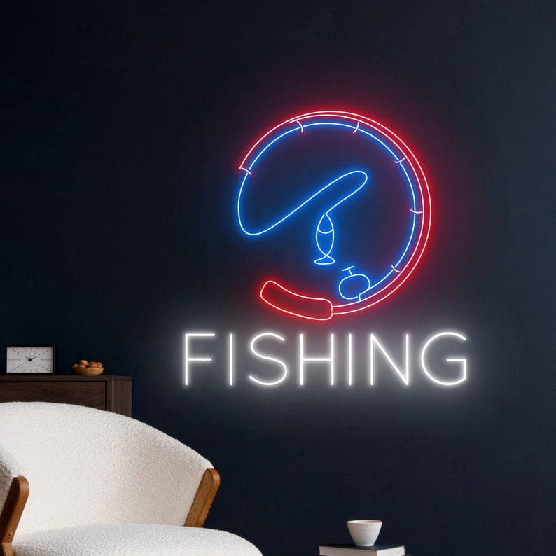 Handmadetneonsign Fishing Neon Sign, Fisher Fisherman Wall Art Decor ...
