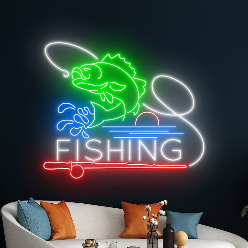 Handmadetneonsign Fishing Neon Sign, Fishing Neon Light, Fisher Led ...