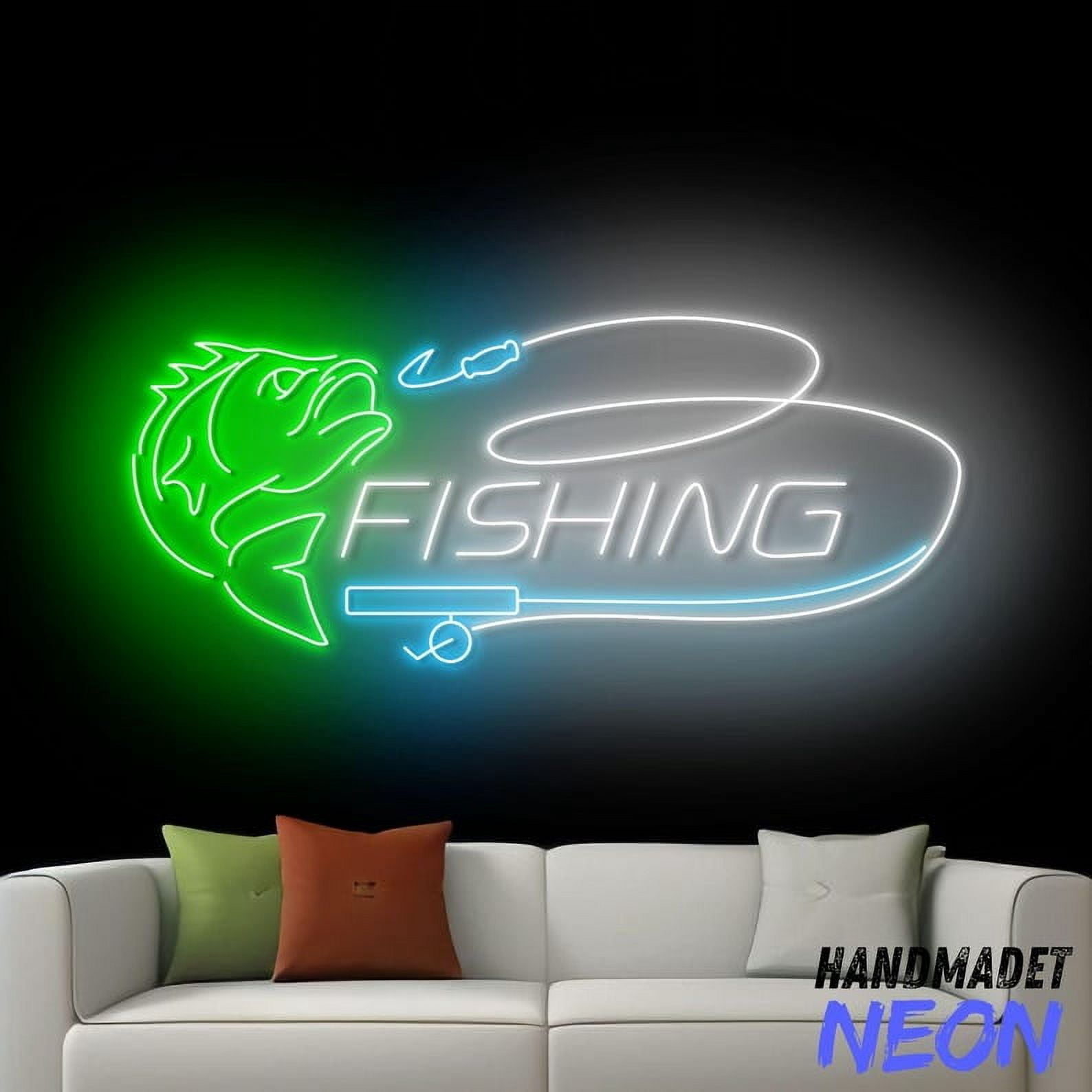 Handmadetneonsign Fishing Neon Sign, Fishing Rod Wall Art Light ...