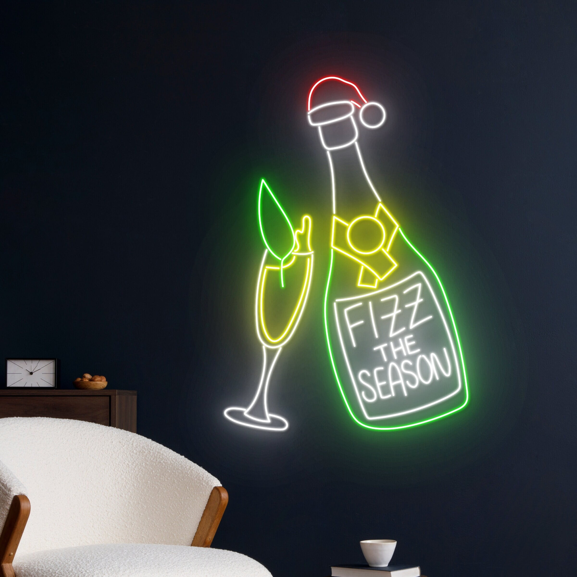 Handmadetneonsign Fizz The Season Neon Light, Champagne Cheer Neon Sign ...