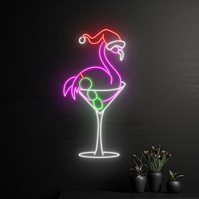 Handmadetneonsign Flamingo Martini Led Sign, Martini Flamingo Neon ...