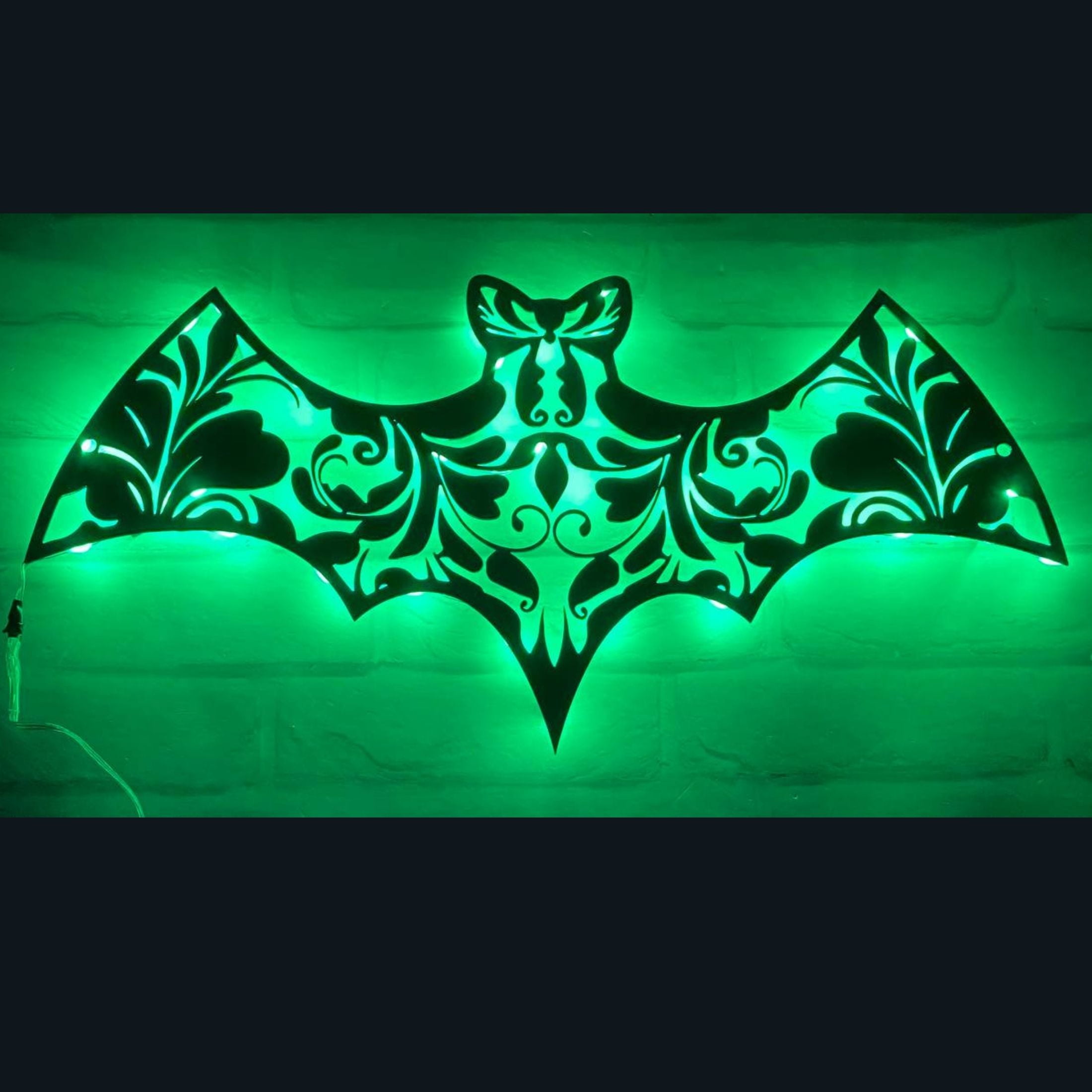 Handmadetneonsign Floral Bat Metal Wall Art Light, Floral Bat Metal ...