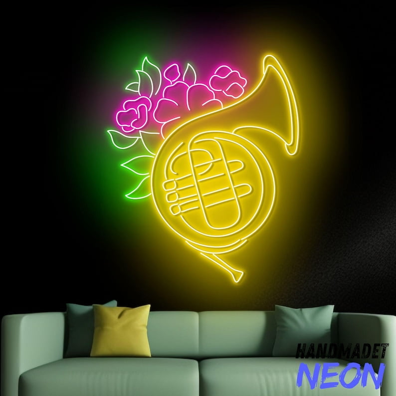 Handmadetneonsign Floral Tuba Neon Sign, Tuba Neon Light, Tuba Music ...