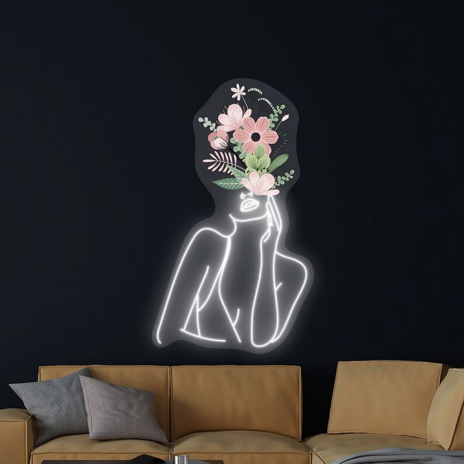 Handmadetneonsign Flower Girl Neon Sign Sexy Girl Flowers Acrylic Wall 3006