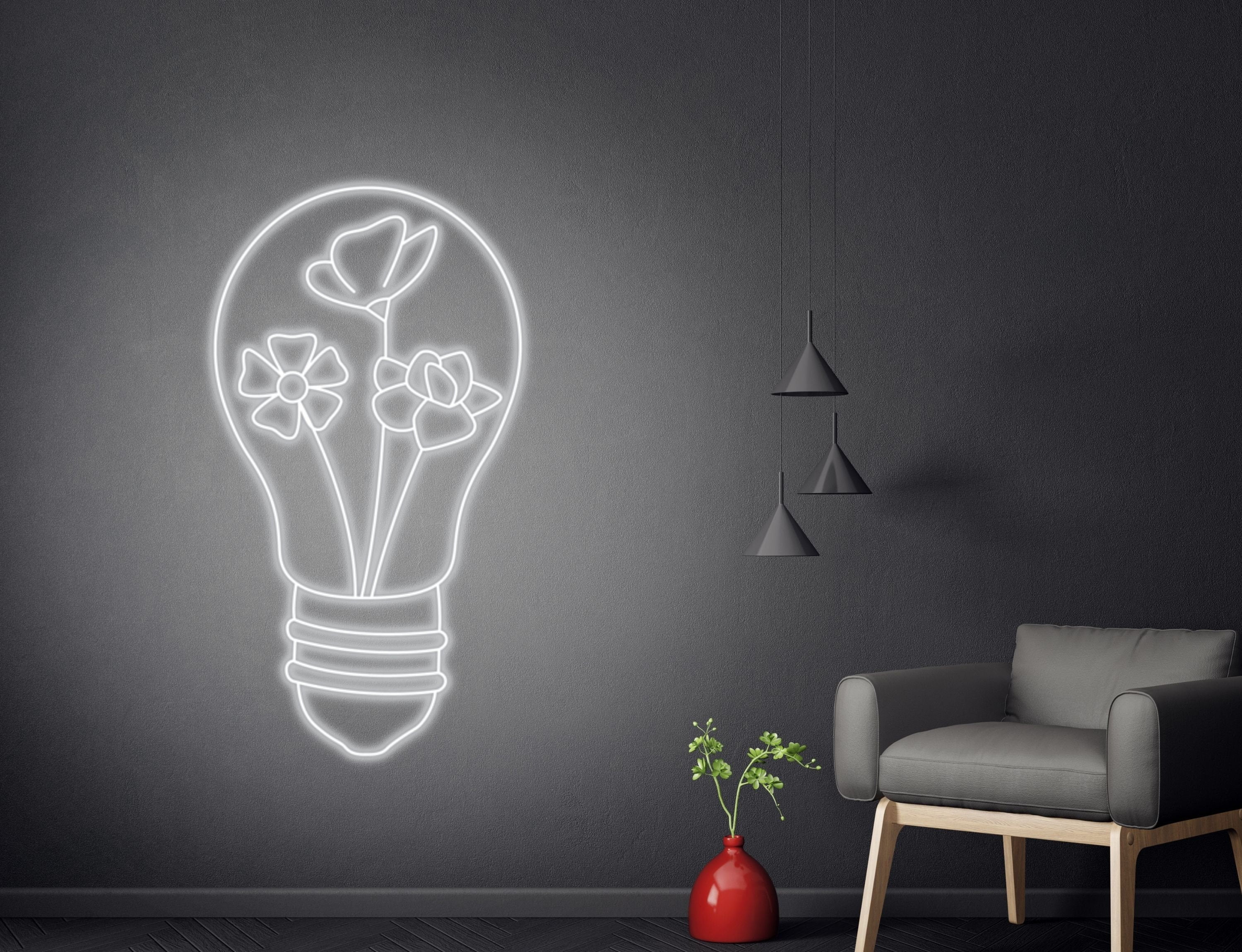 Handmadetneonsign Flower Light bulb Led Sign, Light bulb Neon Sign ...
