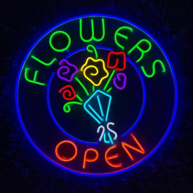 Handmadetneonsign Flower Open Neon Sign, Flower Shop Wall Art Decor ...